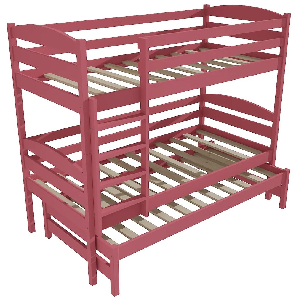 Vomaks Patrová postel s výsuvnou přistýlkou PPV 016 Rozměr: 80 x 180 cm, Barva: barva růžová, Prostor mezi lůžky: 80 cm