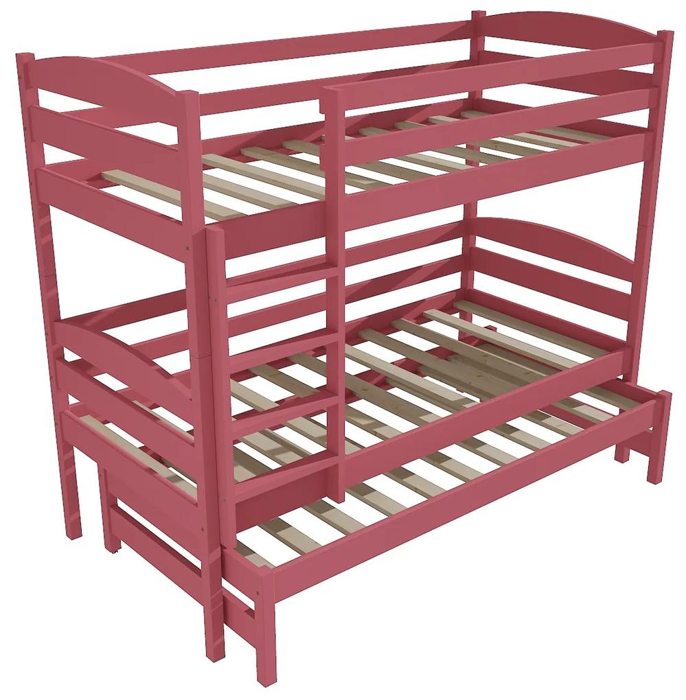 Vomaks Patrová postel s výsuvnou přistýlkou PPV 016 Rozměr: 80 x 200 cm, Barva: moření dub, Prostor mezi lůžky: 80 cm