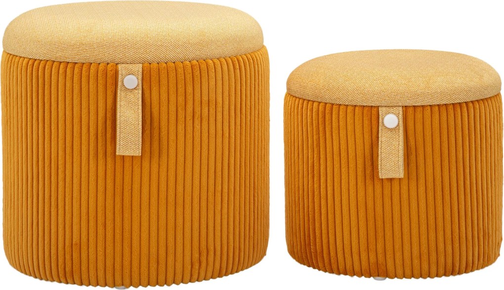 Pufy S Úložným Prostorem Polyester Ø 38 CM Ø 32 CM Oranžové 2 Ks