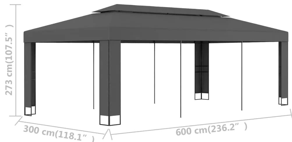 vidaXL Marketos Altán s dvojitou střechou 3 x 6 m antracitový