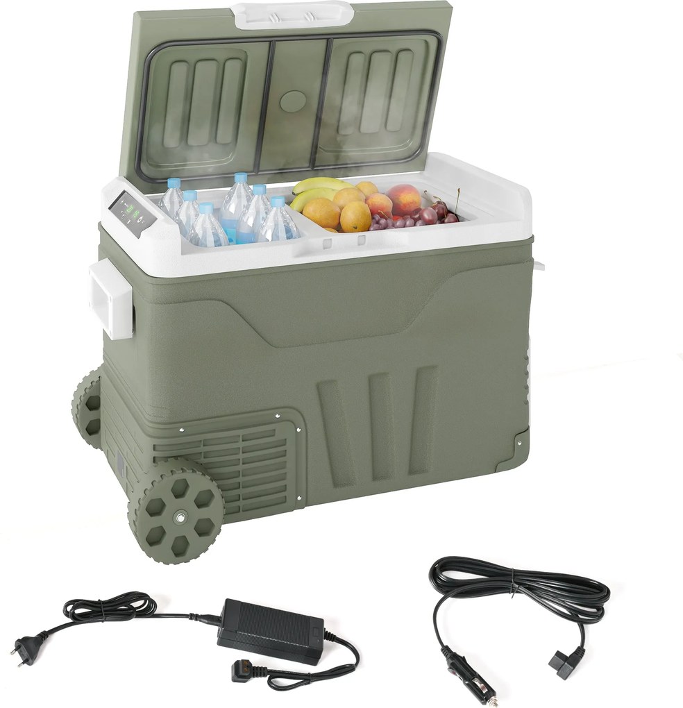 Outsunny 33 litrů kompresorový chladicí box elektrická mini lednička až -20 ℃ s LED osvětlením tichý mrazák termo box 12/230 Volt pro auto náklaďák ke