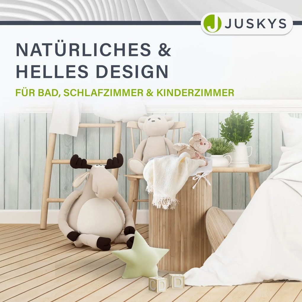 Juskys Kulatý bambusový koš na prádlo Curly-Round 55 l Barva: šedá
