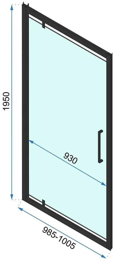 Rea Rapid Swing, 1-křídlé sprchové dveře 1000x1950 mm, 6mm čiré sklo, zlatý profil, REA-K5619