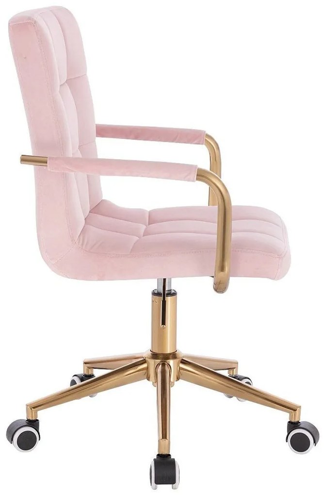 LuxuryForm DESIGN Otočná židle VERONA GOLD VELUR na zlaté podstavě s kolečky - růžová