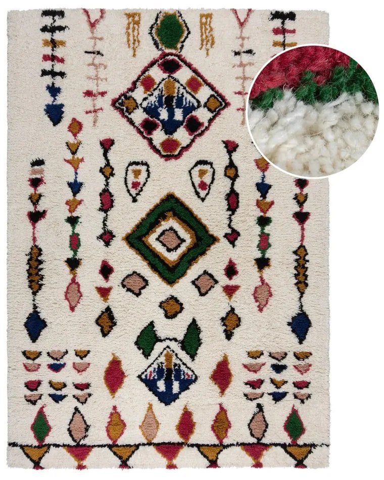 Krémový ručně tkaný vlněný koberec 200x290 cm Moroccan Fes – Flair Rugs