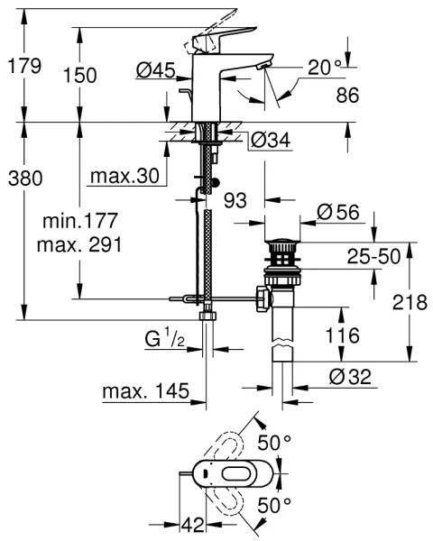 GROHE 32814000 - Umyvadlová baterie BAULOOP lesklý chrom