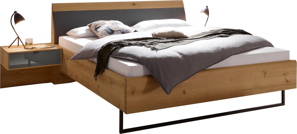 XXXLutz POSTEL S NOČNÍMI STOLKY, 180/200 cm, dub bianco, lávově šedá Dieter Knoll - Postele s nočními stolky - 000442010701
