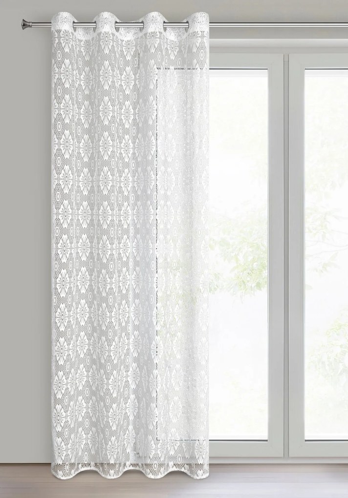 ZÁCLONA NA KROUŽCÍCH IGA 140X250 CM BÍLÁ