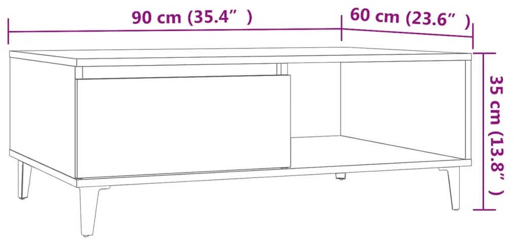 vidaXL Konferenční stolek betonově šedý 90 x 60 x 35 cm dřevotříska