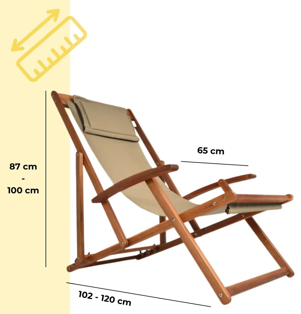Zahradní lehátko SIENA, 65x87x102cm, béžová Jurhan