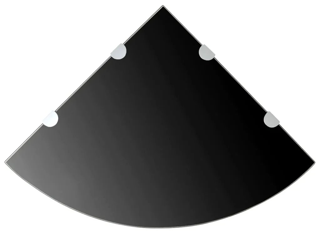 243857 vidaXL Rohová police s chromovými podpěrami sklo černé 45x45 cm