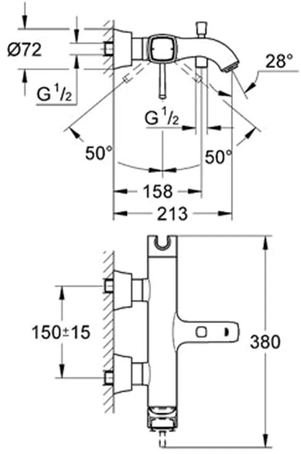 Grohe Grander - Páková vanová baterie, chrom 23317000