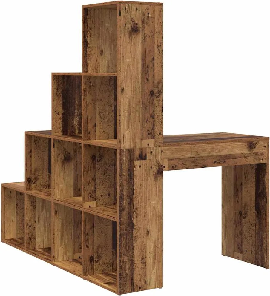 Rohový psací stůl s policí Staré dřevo 101,5 x 149,5 x 149,5 cm 3337247