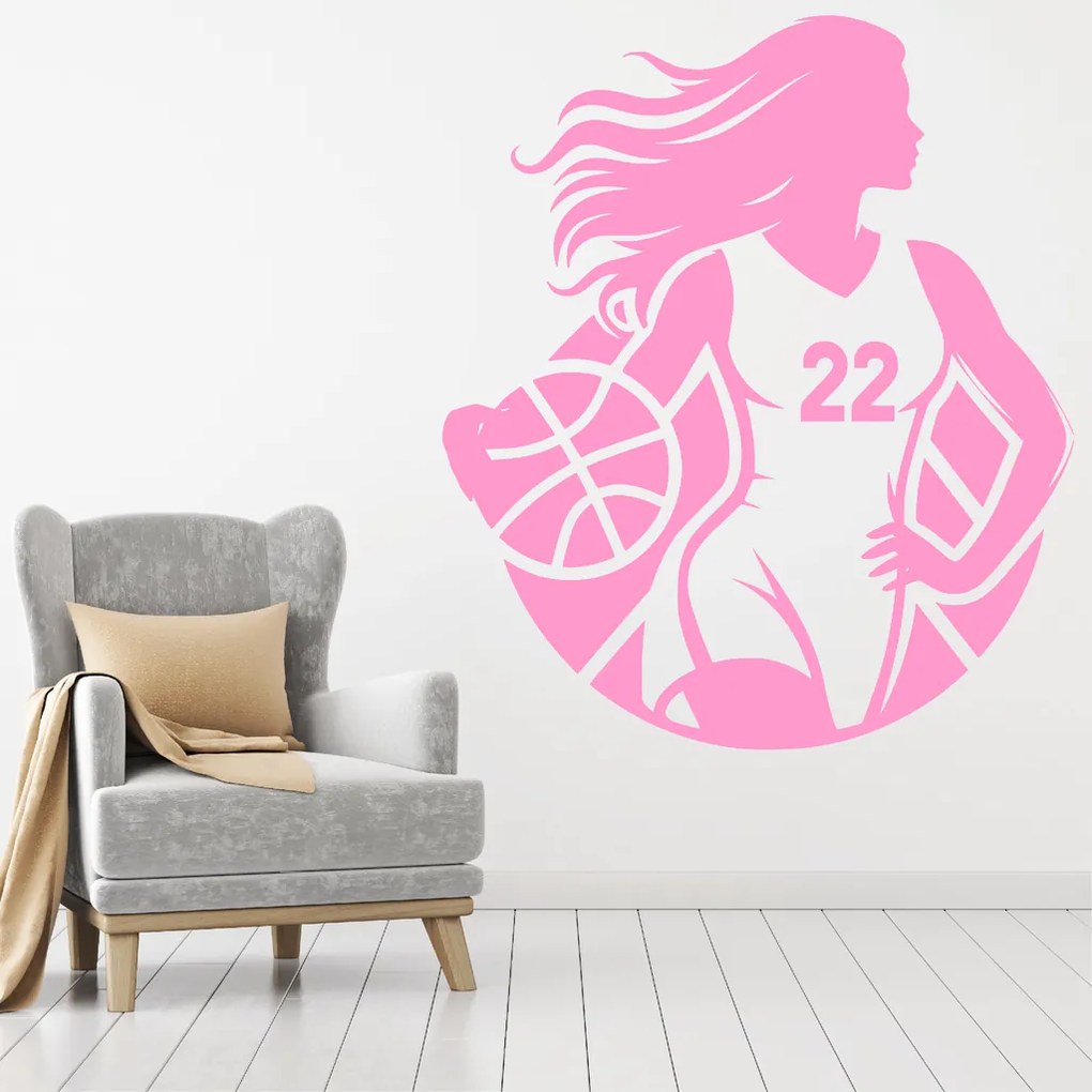 Živá Zeď Samolepka na zeď Basketbalistka s vlastním číslem Barva: černá