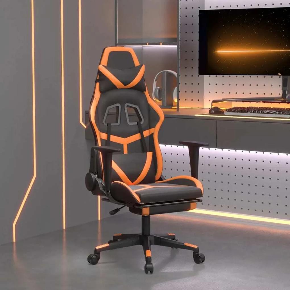 vidaXL Herní židle s podnožkou umělá kůže [3143684] Barva: Černá a oranžová