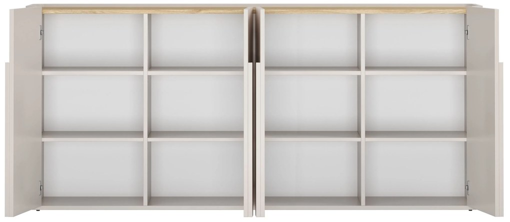 Komoda Amilio 200 cm - kašmírová / dub olejovaný / kašmírové úchytky
