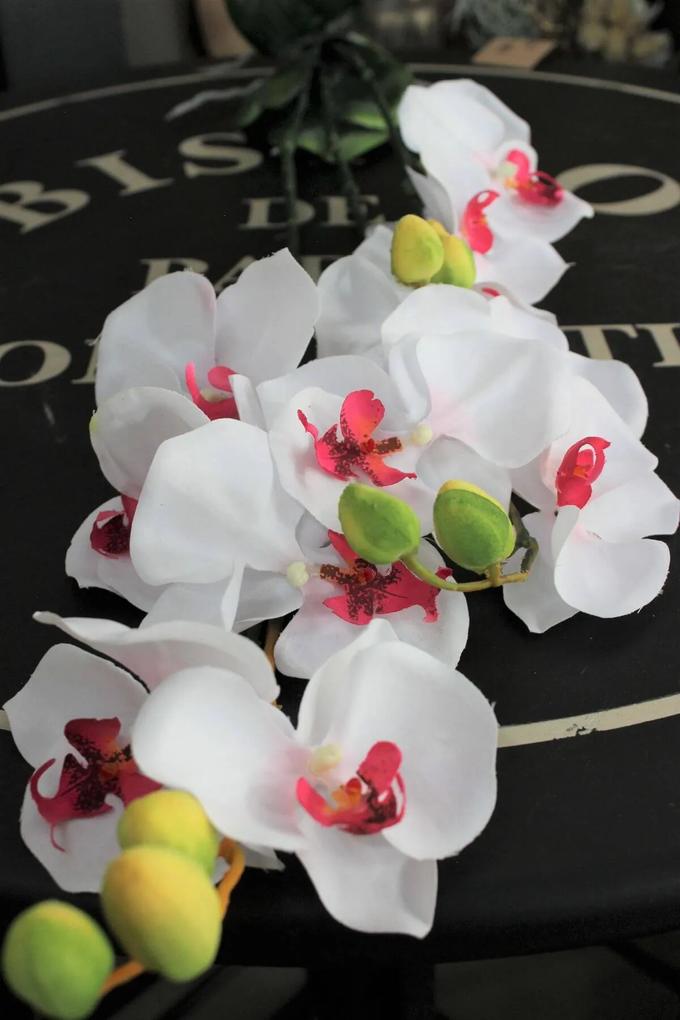 Bílá umělá třístonková orchidej 90cm