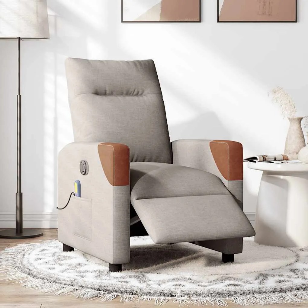 Elektrické masážní polohovací křeslo taupe textil 3324003