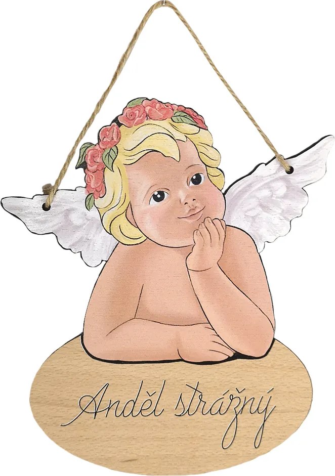 AMADEA Obrázek s textem Anděl strážný 21 cm Český výrobek