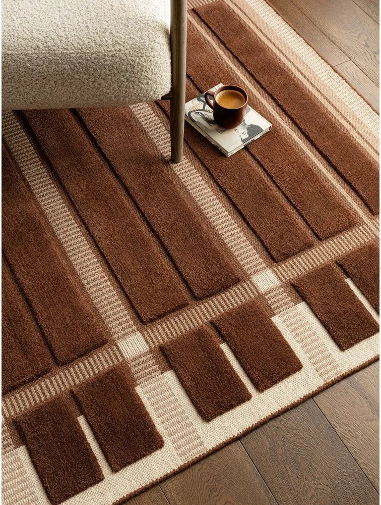 Hnědý/béžový ručně tkaný vlněný koberec 120x170 cm – Asiatic Carpets