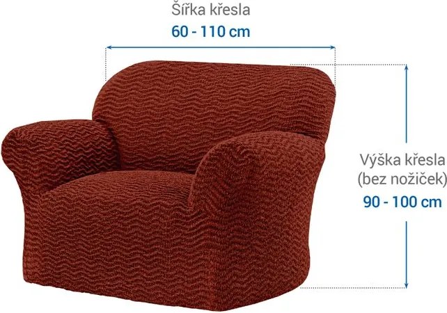 Bielastické potahy CRISTINA měděná křeslo (š. 60 - 110 cm)