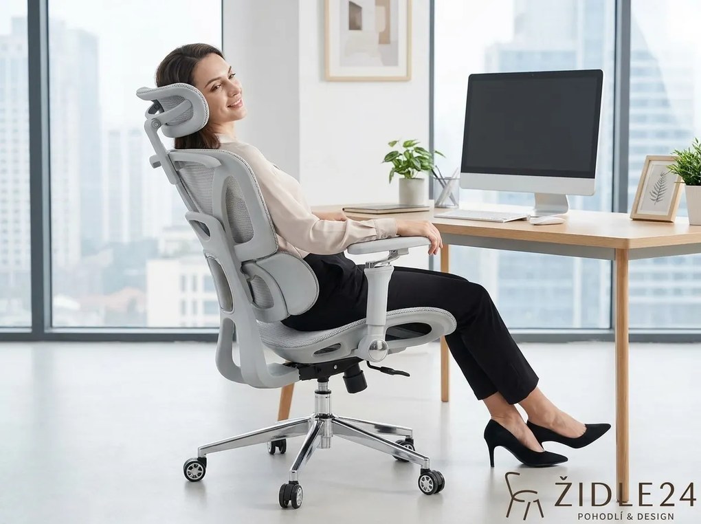 Ergonomická kancelářská židle EXECUTIVE - šedá síťovina