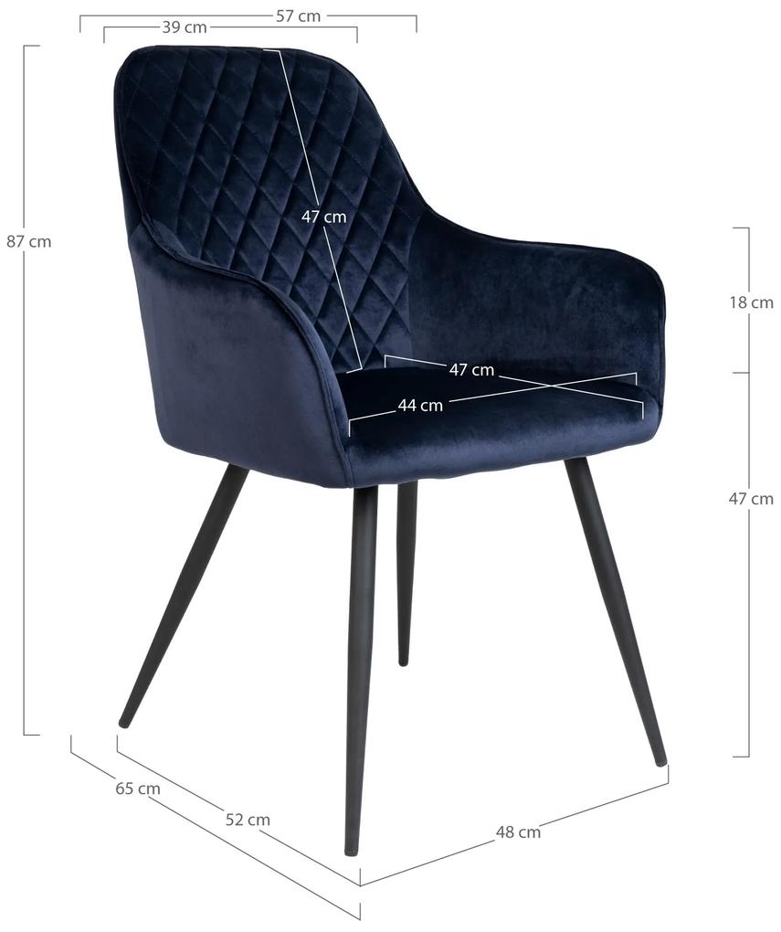 Sametová jídelní židle Harko tmavě modrá/černá