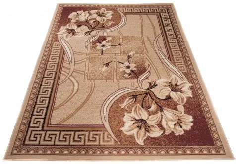 Kusový koberec ATLAS F743A Květy tmavě béžový Rozměr: 120x170 cm