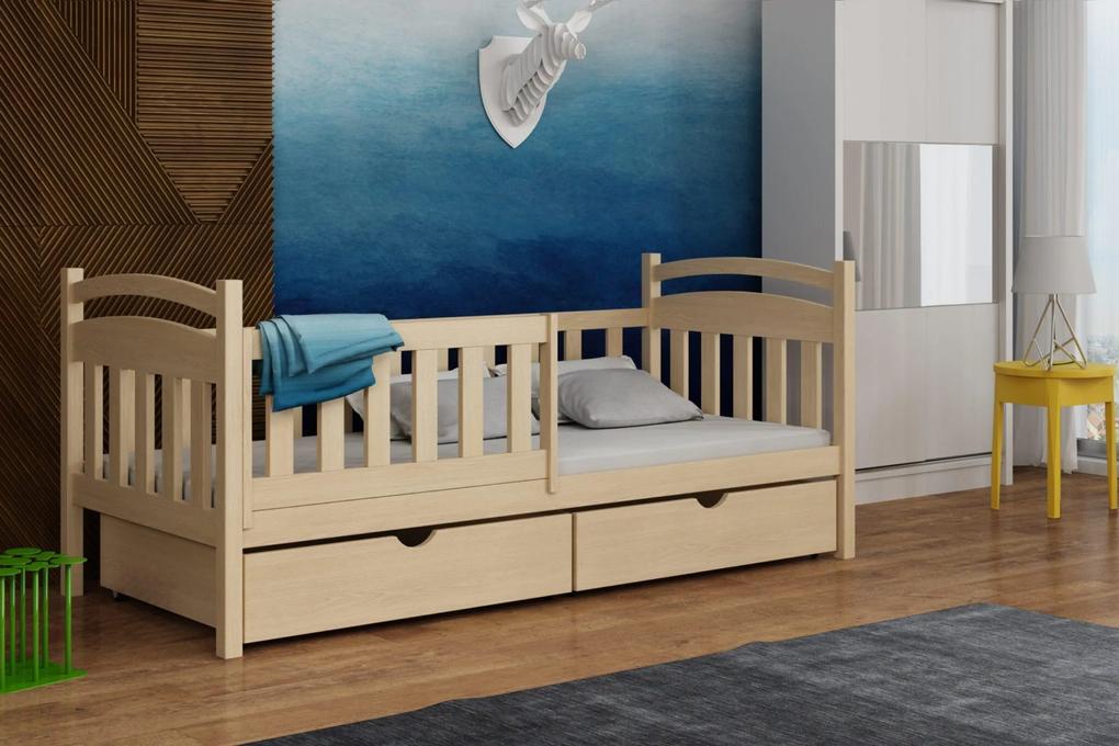 Dřevěná postel KORNEL 14  80x180 cm borovice masiv  s úložným prostorem