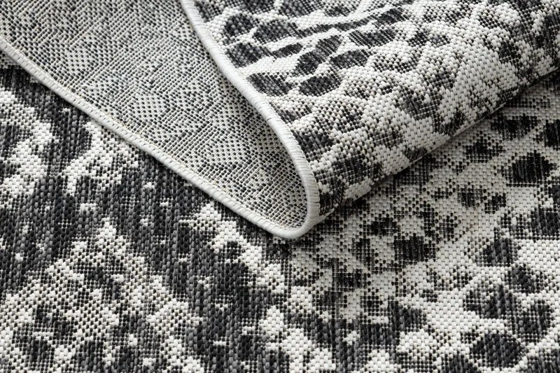 Dywany Łuszczów, Kusový koberec Sion Sisal Snake`s skin 22162 ecru/black – na ven i na doma, 200x290, šedá, chodba / předsíň