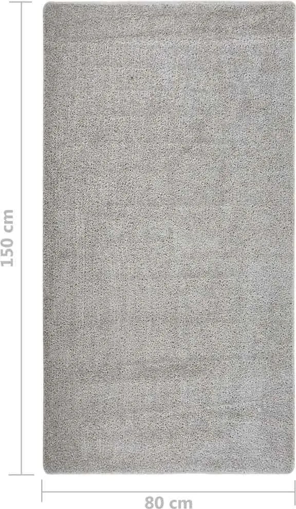 Koberec s dlouhým vlasem světle šedý 80 x 150 cm protiskluzový 340382