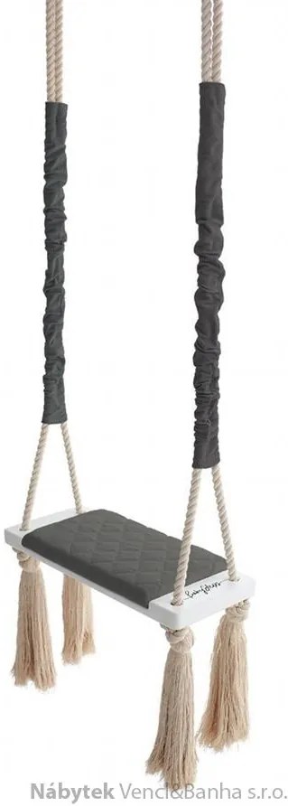 dětská dřevěná závěsná houpačka, polstrovaná Wood Swing dark gray babysteps