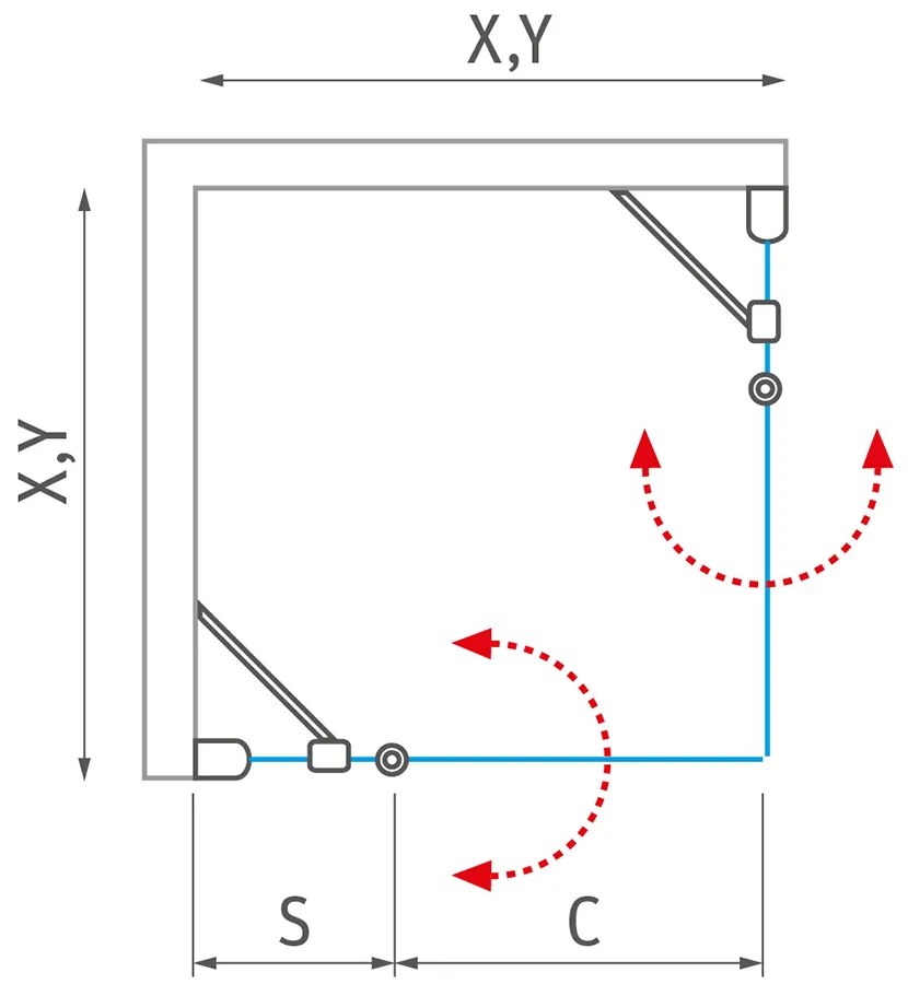 Roth CARIBA LINE CI EPF+CI EPF Sprchový kout čtvercový 100x100 cm CI EPF/1000+CI EPF/1000