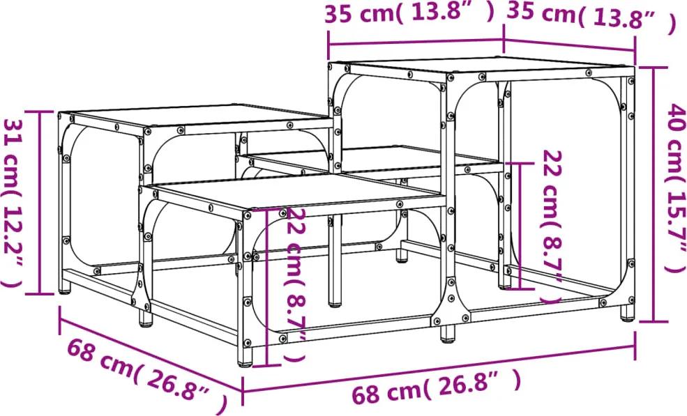 vidaXL Konferenční stolek 68 x 68 x 40 cm kompozitní dřevo [837751] Barva: šedá sonoma