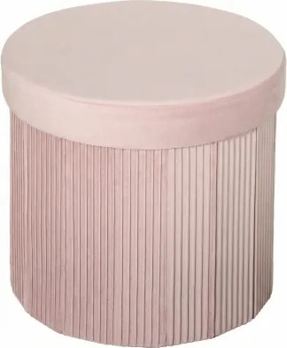 HOMCOM úložný puf Skládací úložná lavička 35 L 38x38x38 cm Potažený sametem Kulatý úložný box Růžový