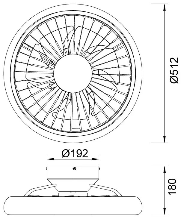 Mantra Turbo, ventilátor se svítidlem LED 55W 2700-5000K a dálkovým ovladačem, bílá, průměr 51,2cm