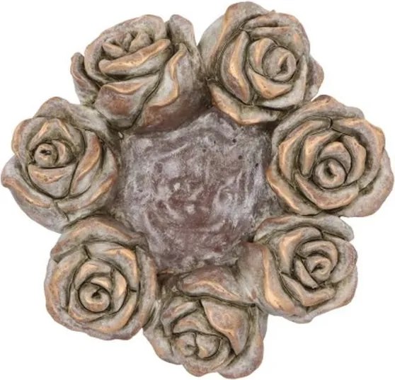 Zlatý cementový květináč mísa s růžemi Saint antique Rose - 24*24*9 cm