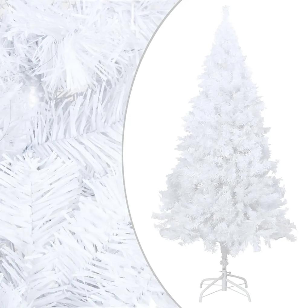 vidaXL Umělý vánoční stromek s LED a sadou koulí bílý 150 cm PVC