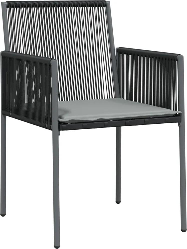 vidaXL Zahradní židle s poduškami 4 ks černé 54x60,5x83,5 cm polyratan [3187091]