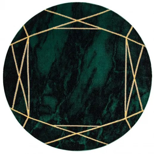 Dywany Łuszczów, Kusový koberec Emerald 1022 green and gold kruh, 200x200 (průměr) kruh, zelená, ložnice