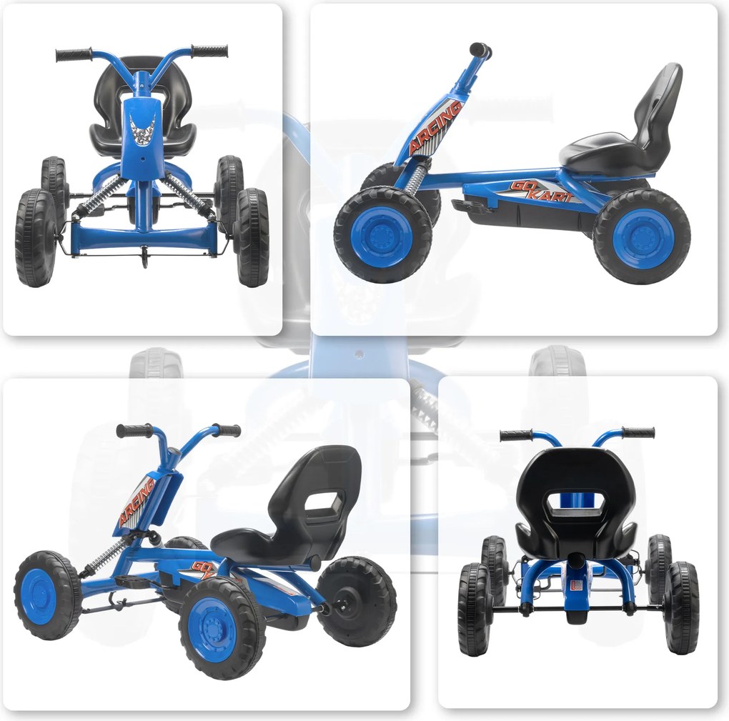 AIYAPLAY šlapací Go-Kart s PP koly, ocelový rám, nosnost 30 kg, pro děti 2-5 let, modrý