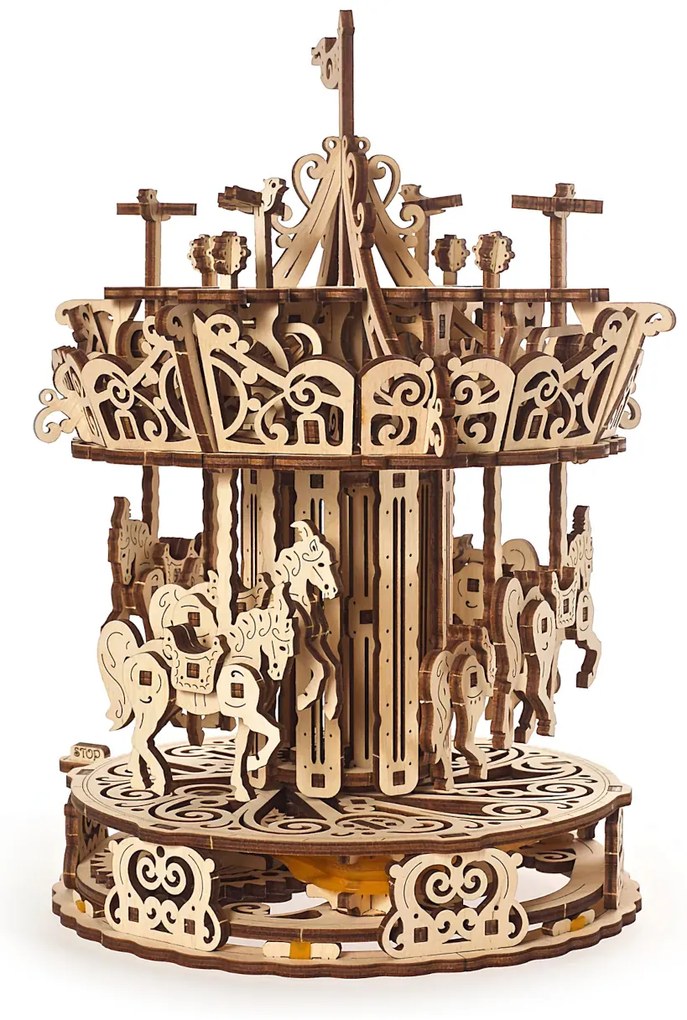 Ugears 3D dřevěné mechanické puzzle Kolotoč