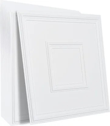 Stropní dlaždice 12-balení 24 × 24 V PVC Snadná instalace Bílá geometrická