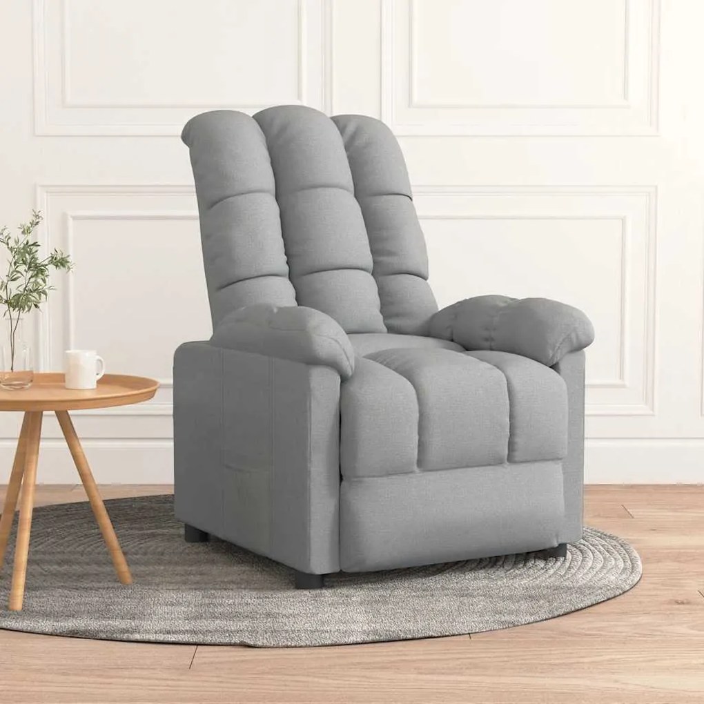 Polohovací křeslo světle šedé textil 289796