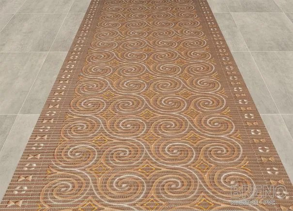 Breno Koupelnová pěnová předložka SOFTY-TEX 79830.8 spirály, šíře 65 cm, Hnědá/Vícebarevné