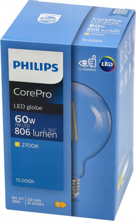 SADA 3 ks. E27 G93 LED žárovka 7W WW 806lm CorePro 2700K