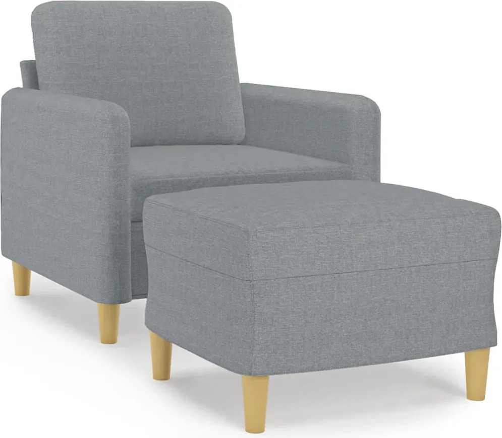 Křeslo s podnožkou světle šedé 60 cm textil 3201184