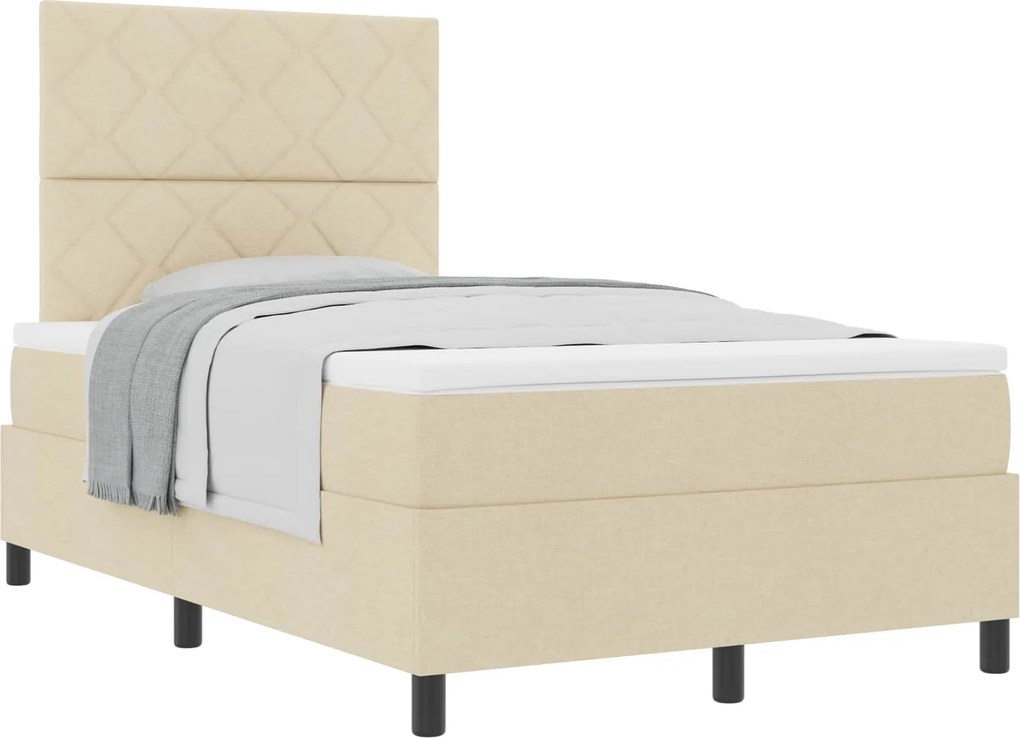 Postel s boxspringem s čelo Krémová 120 x 190 cm textil 3339453