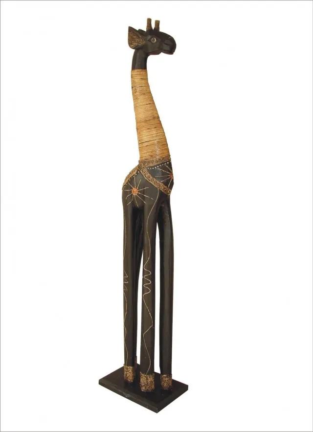 Axin Trading s.r.o. Dřevěná žirafa, stojící, textura, 120 cm