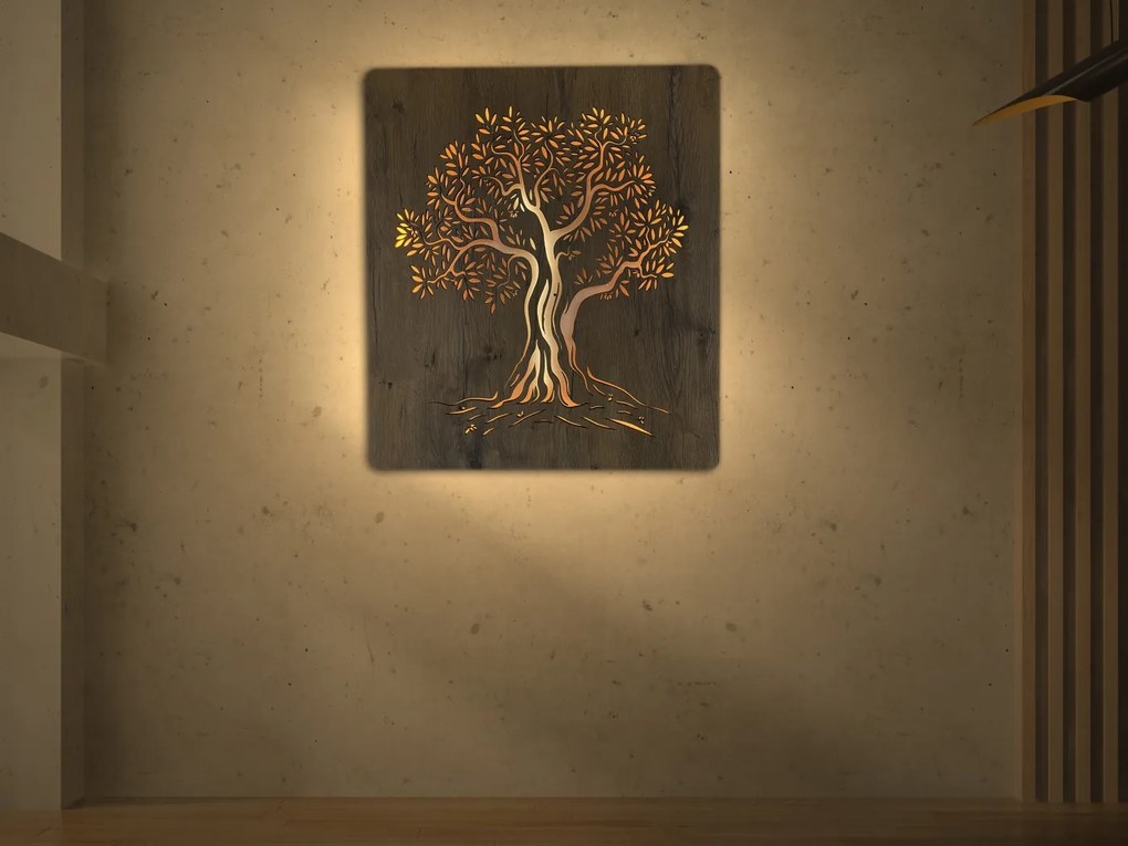 Li-Go "Olivovník" světelný obraz 230V 70x80 cm provedení povrchu: dub světlý